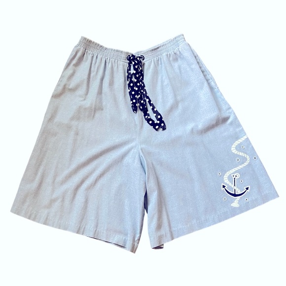 Shorts | Vintage Baby Blue Nautical Shorts Extra Large | Poshmark